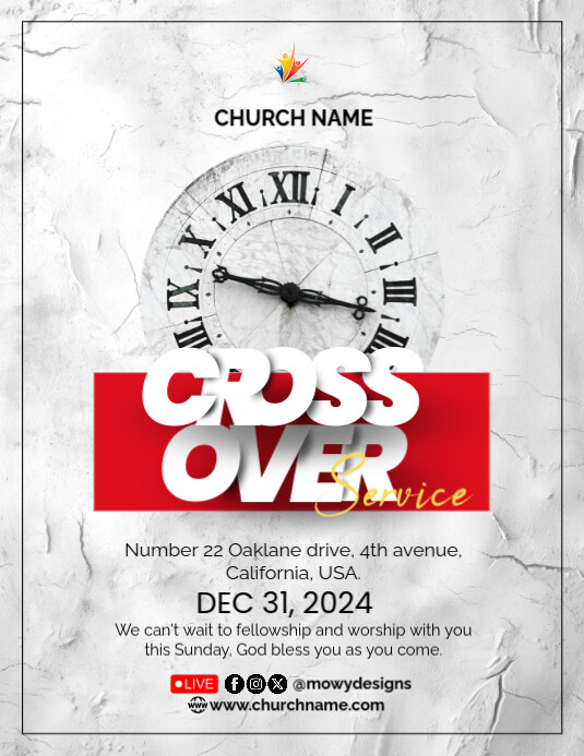 Typographic Cross Over Church Flyer (us Letter) Template | PosterMyWall