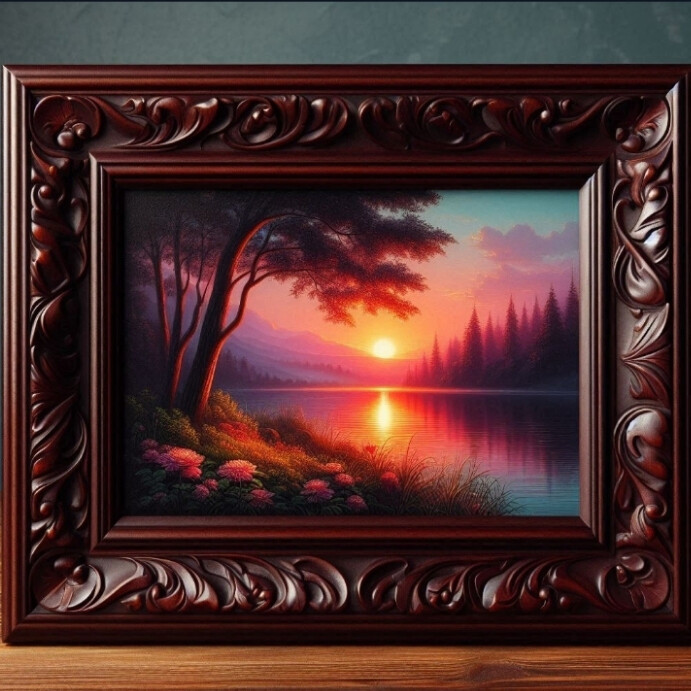 Typographic Dark Brown Wooden Picture Frame Instagram Post Template ...