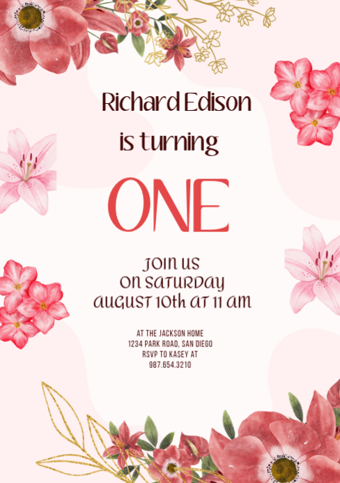 Typographic Digital Kids Birthday Invitation A5 Template | PosterMyWall