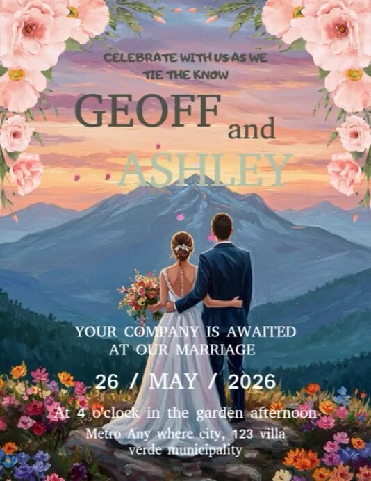 Typographic Elegant Wedding Invitation Flyer (us Letter) Template ...
