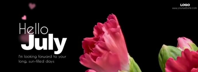 Copy of Typographic Floral Hello July Blooming Flower Video Facebook ...