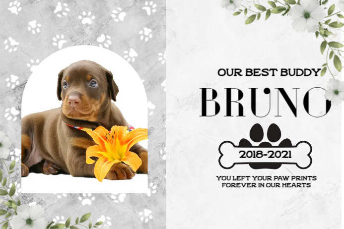 Typographic Floral Pet Memory Poster Template | PosterMyWall