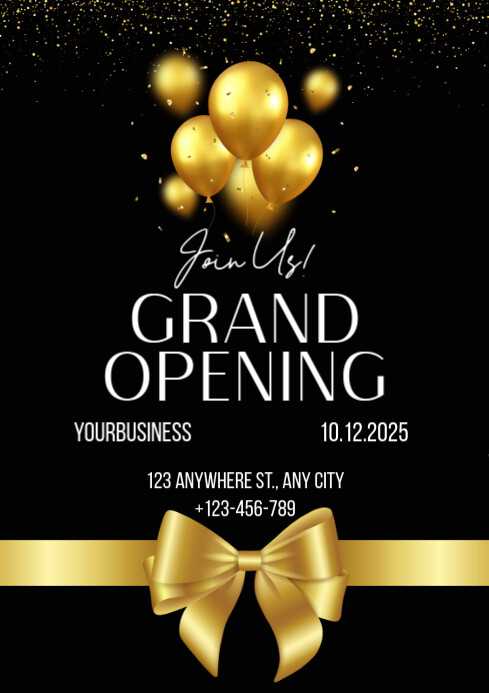 Copy of Typographic Gold Grand Opening A4 | PosterMyWall