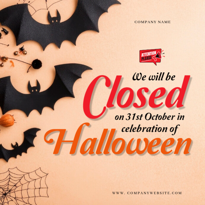 Typographic Halloween Closing Noticed Instagram Post Template ...