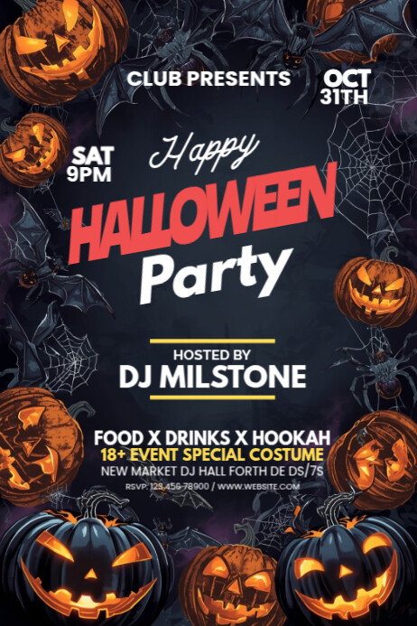 Typographic Halloween Party Poster Template | PosterMyWall