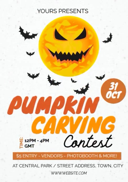 Typographic Halloween Pumpkin Carving A3 Template | PosterMyWall