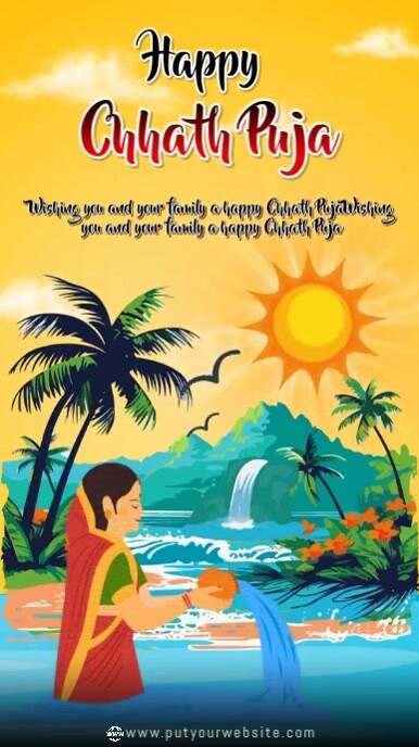 Typographic Happy Chhath Puja, छठ पूजा Instagram Reel Template ...