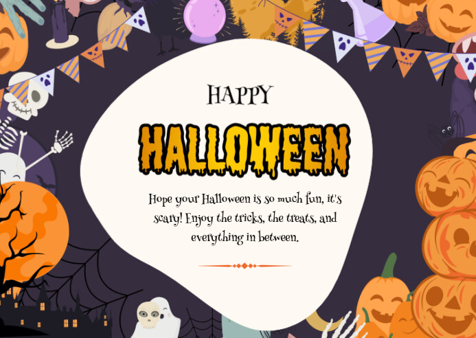 Typographic Happy Halloween Kartu Pos Template | PosterMyWall