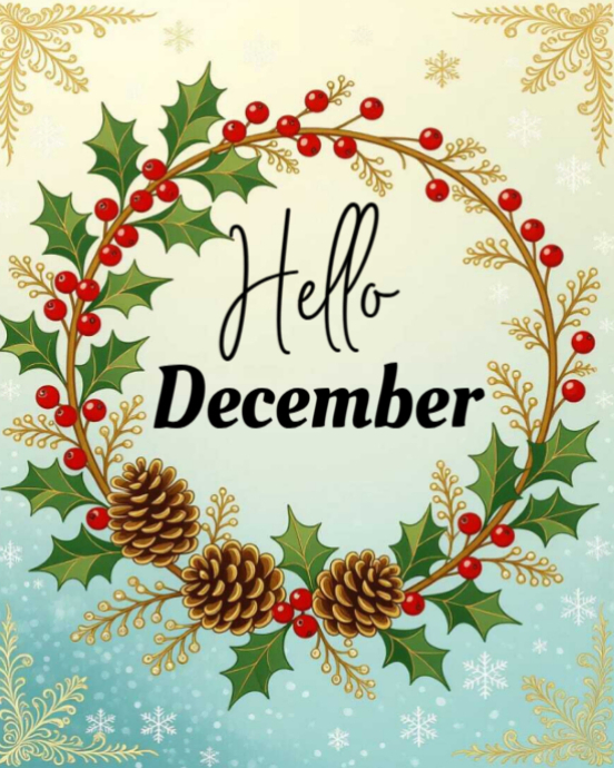 Typographic Hello December Design Template Frame Instagram Portrait ...