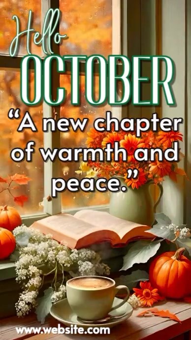 Typographic Hello October | Cozy Autumn Greeting Video Template Digital ...