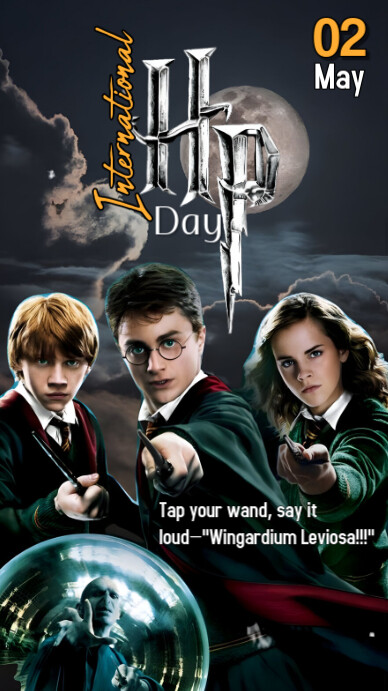 Plantilla de Typographic International Harry Potter Day Whatsapp Status ...