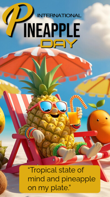 Typographic International Pineapple Day Instagram Story Template ...