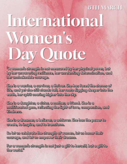 Typographic International Women's Day Quotes Flyer (us Letter) Template ...