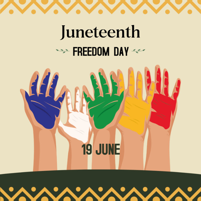 Typographic Juneteenth Celebration Day With All Finger Raised Green ...