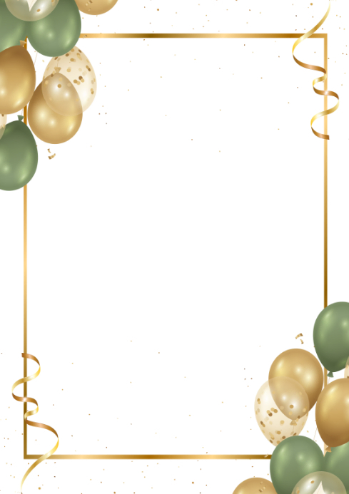 Typographic Luxury Gold And Green Balloon Frame Background – Elegant Party Invitation Template ...