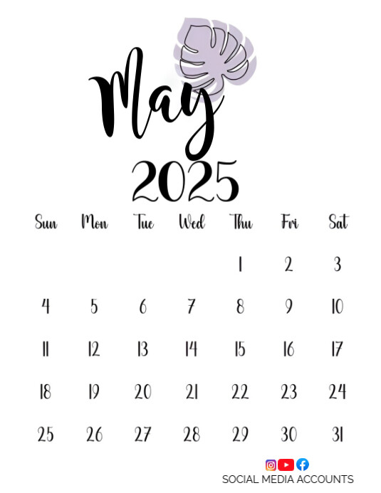 Typographic May 2025 Calendar Flyer (us Letter) Template | PosterMyWall