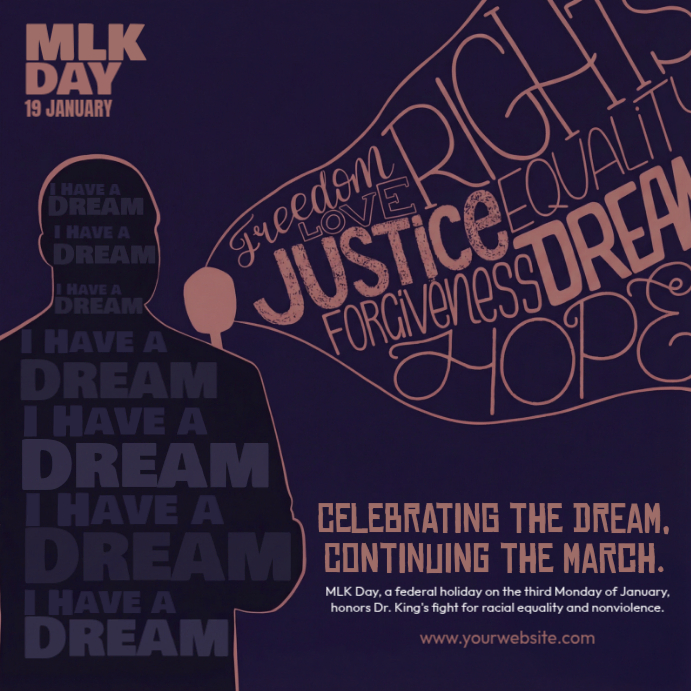 Plantilla de Typographic Mlk Day Instagram Post | PosterMyWall