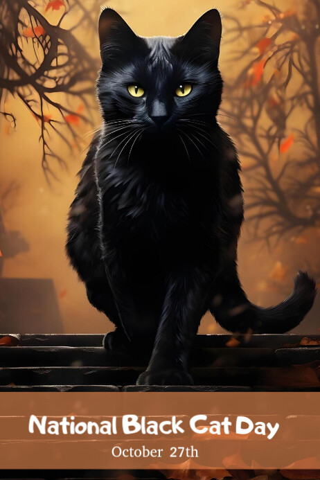 Copy of Typographic National Black Cat Day Poster | PosterMyWall