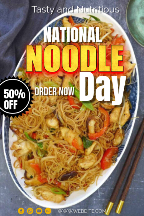 Typographic National Noodle Day Poster Template | PosterMyWall