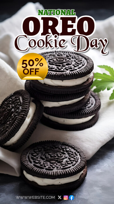 Typographic National Oreo Cookie Day Instagram Story Template ...
