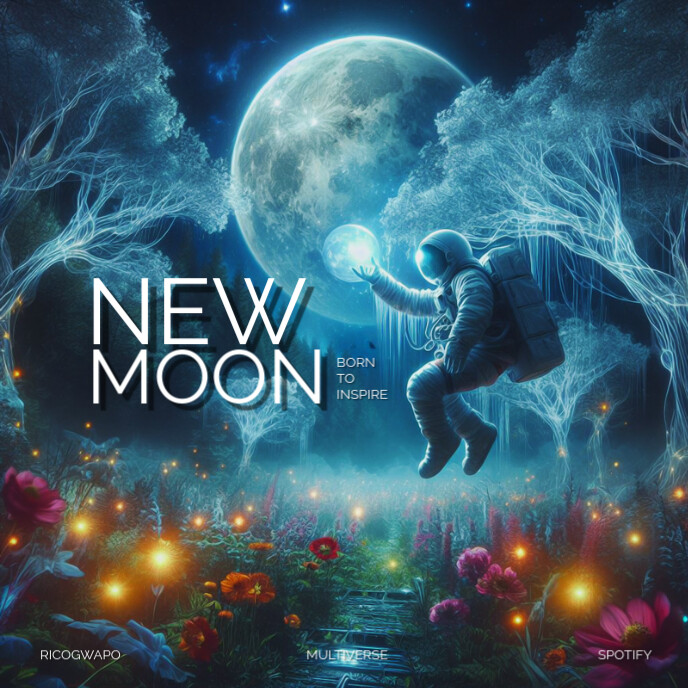 Typographic New Moon Born To Inpsire Album Cover Template | PosterMyWall