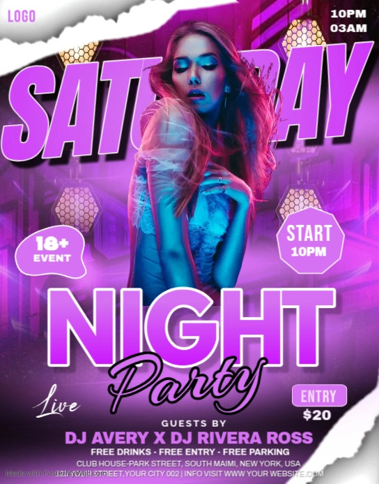 Copy of Typographic Saturday Night Party Poster/wallboard | PosterMyWall
