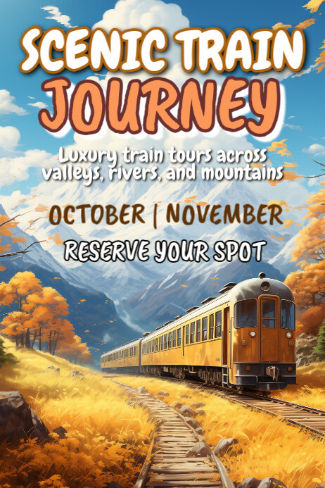 Typographic Scenic Train Journey Poster Template | PosterMyWall