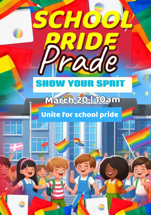 Typographic School Pride Prade A2 Template | PosterMyWall