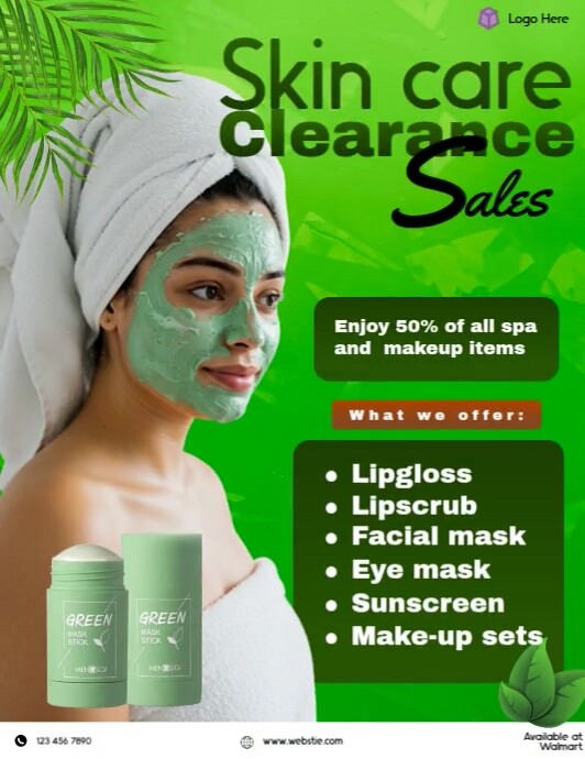 Typographic Skin Care Clearance Sale Flyer (us Letter) Template ...