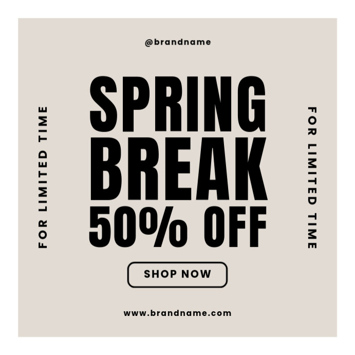 Modern Typographic Spring Break Special Sale Promotional Offer Discount ...