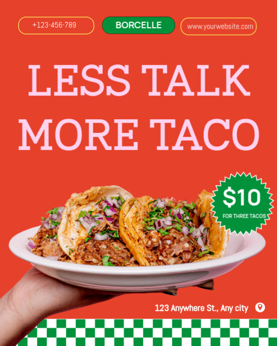 Plantilla de Typographic Taco Tuesday Ad Flyer Template Instagram ...