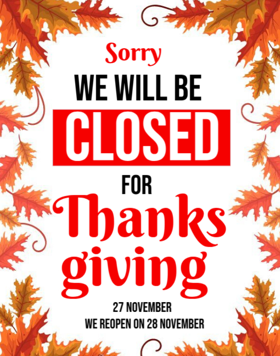 Typographic Thanksgiving Closed Flyer L Poster/wallboard Modelo ...