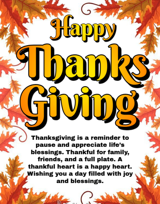 Typographic Thanksgiving Quote Post Poster/wallboard Template ...
