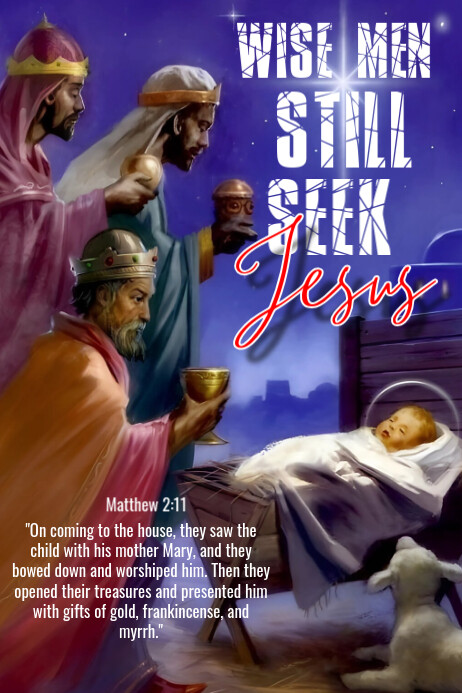 Typographic The Three Wise Men Poster Template | PosterMyWall
