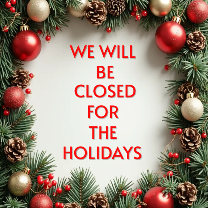 Typographic We Will Be Closed For The Holidays Template Instagram Post | PosterMyWall