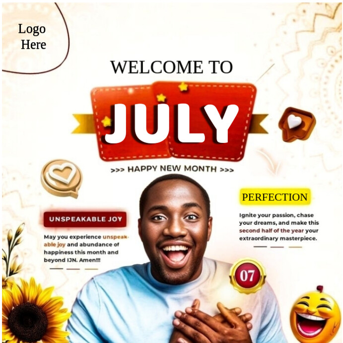 Typographic Welcome To July New Month Templet Instagram Post Template ...