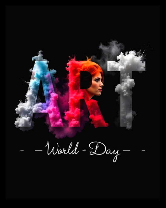 Plantilla de Typographic World Art Day Flyer With Bold Text And Color Splash Design Instagram ...