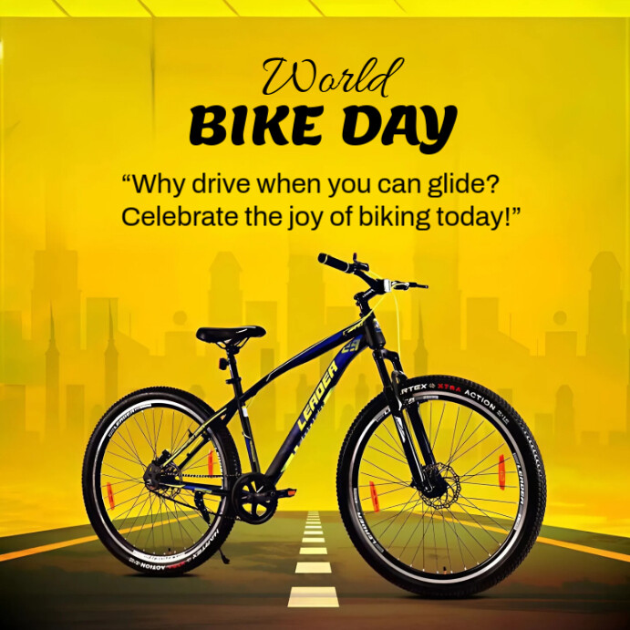 Copy of Typographic World Bike Day Instagram Post | PosterMyWall