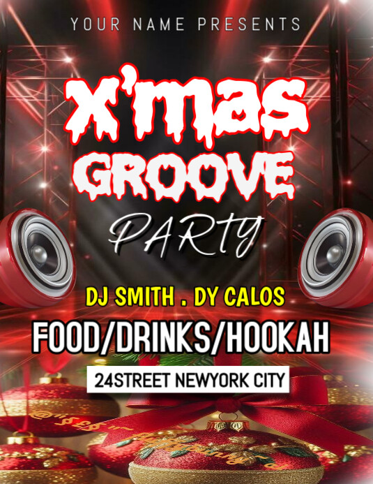 Typographic X'mas Groove Party Flyer (us Letter) Template | PosterMyWall