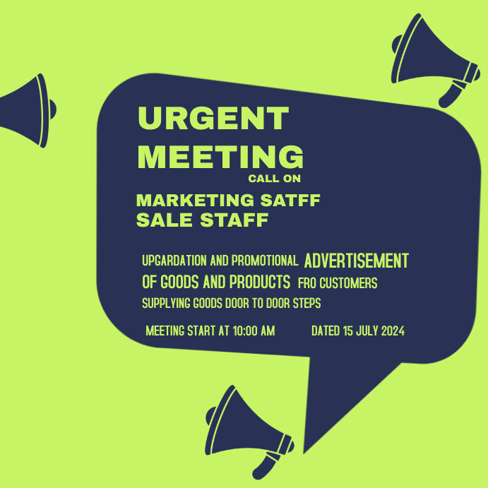 Typography Advertisement For Meeting Satff Of Template | PosterMyWall