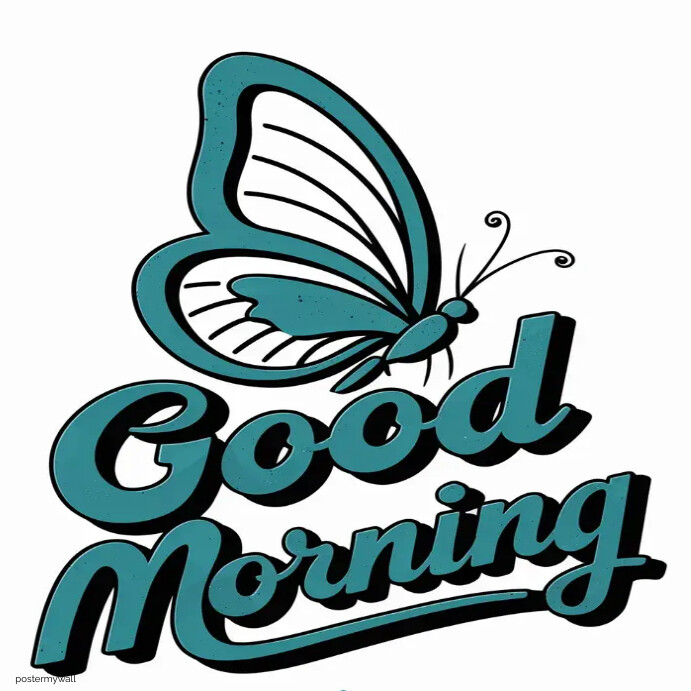 Typography Good Morning Greetings Card Templa Template | PosterMyWall
