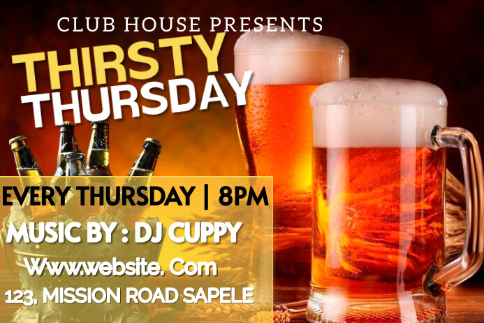 Plantilla de Typography Thirsty Thursday Vibes Poster | PosterMyWall