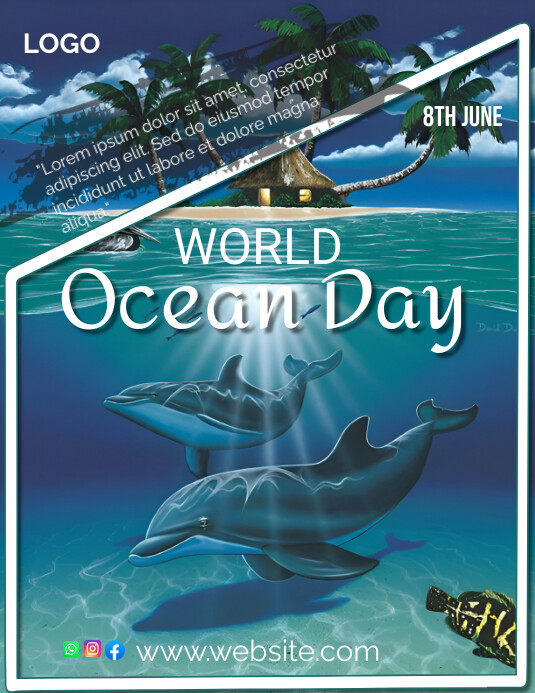 Typography World Ocean Day Flyer (us Letter) Template | PosterMyWall