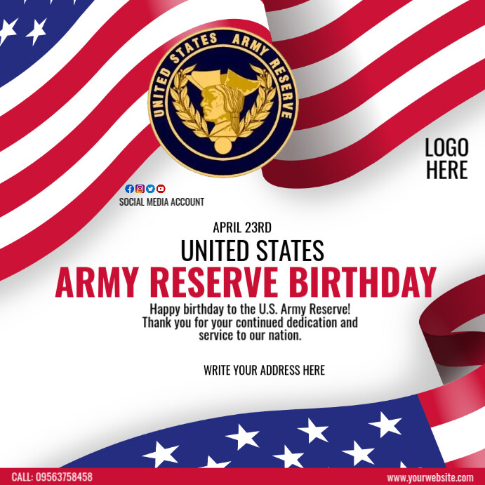 Copy of u.s. army reserve birthday template | PosterMyWall