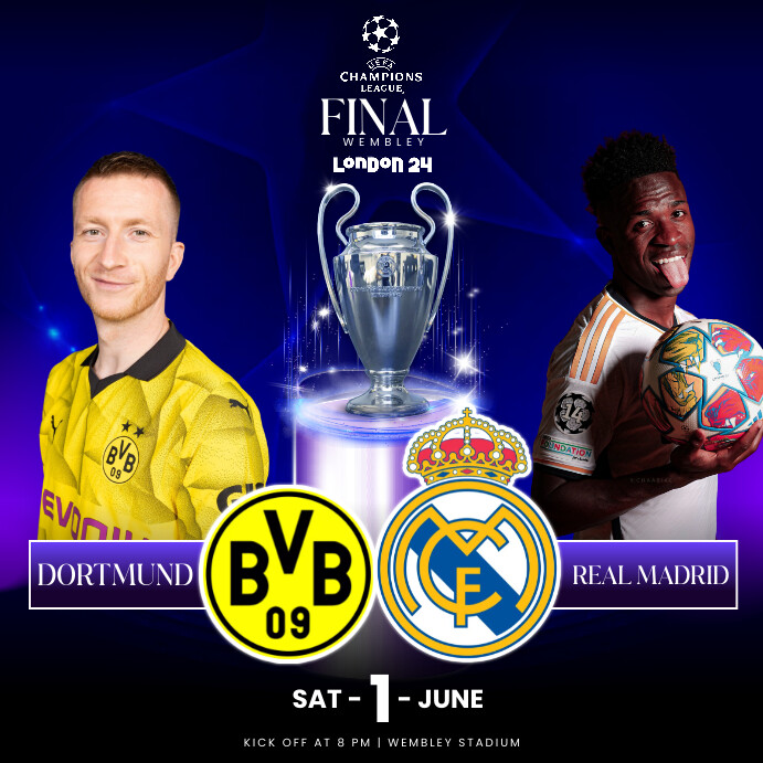 UEFA CHAMPIONS LEAGUE 2024 FINAL Template | PosterMyWall