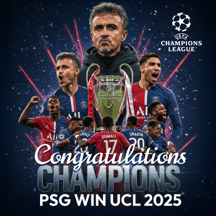 UEFA Champions League 2025 Winner Template | PosterMyWall