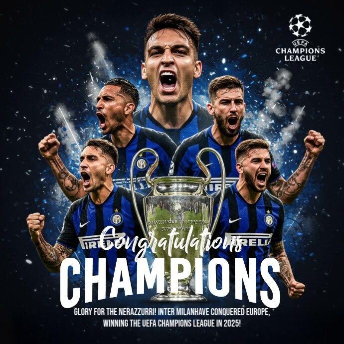 Uefa Champions League 2025 Winner Instagram Post Template | PosterMyWall