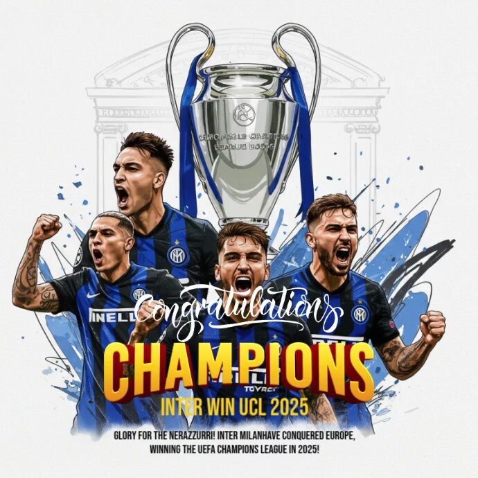 Uefa Champions League 2025 Winner Instagram Post เทมเพลต | PosterMyWall