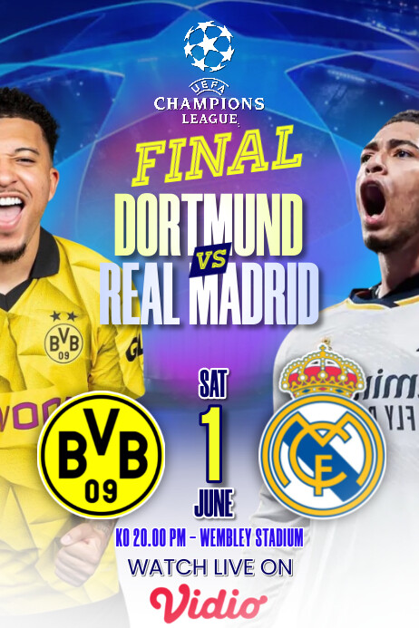 UEFA CHAMPIONS LEAGUE FINAL 2024 Template | PosterMyWall