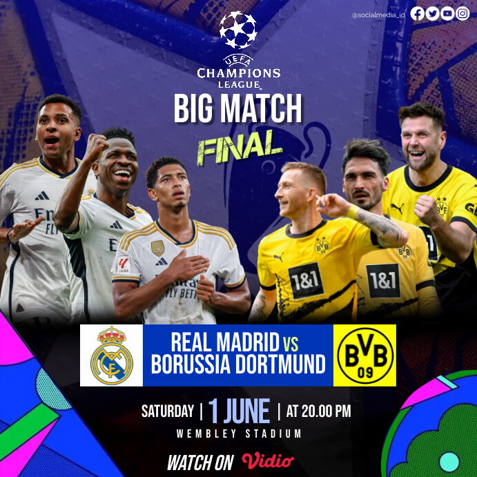 UEFA CHAMPIONS LEAGUE FINAL 2024 Template | PosterMyWall